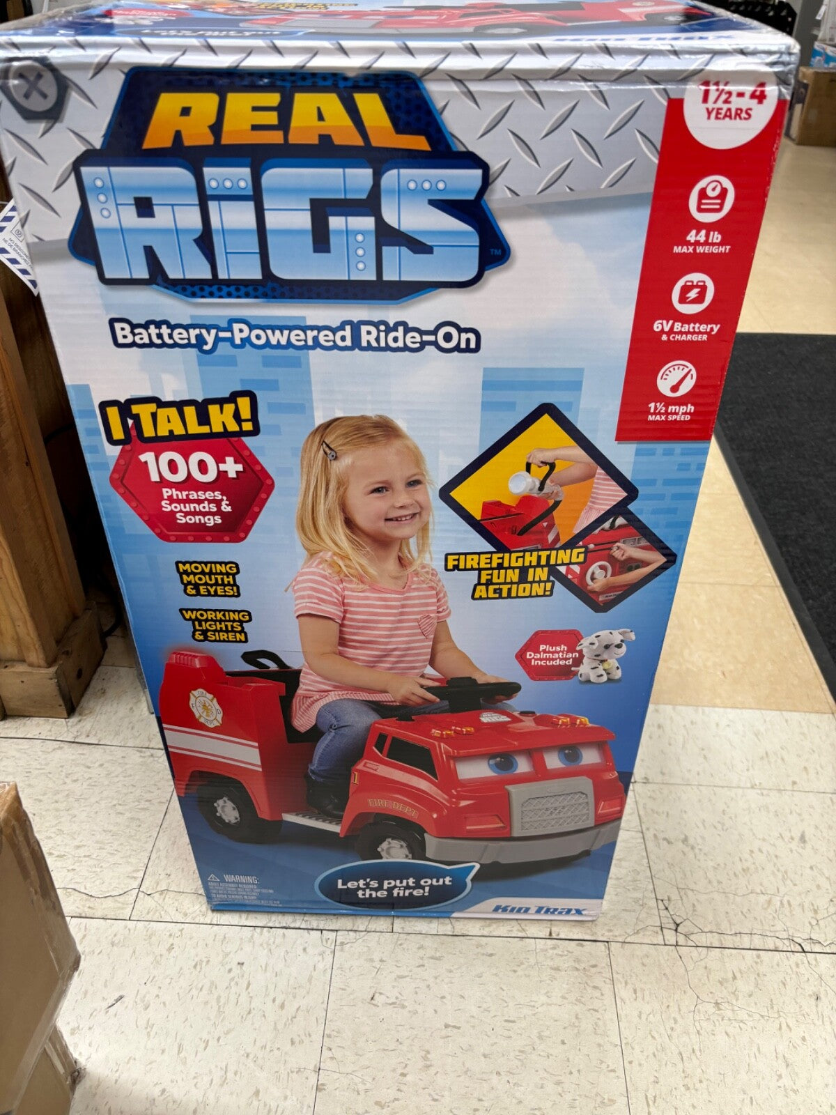 Battery Powered Ride-On Fire Engine Toy with Realistic Features