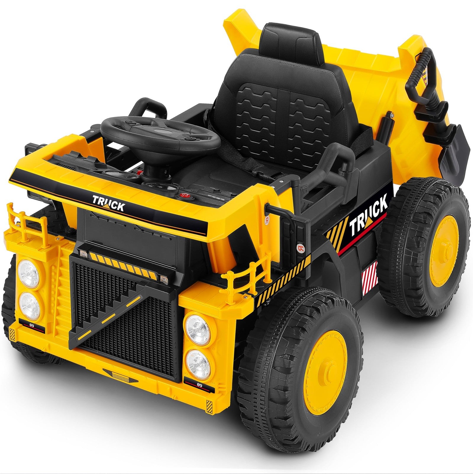 12V Ride-On Dump Truck Toy with Functional Dump Bed and Shovel for Kid