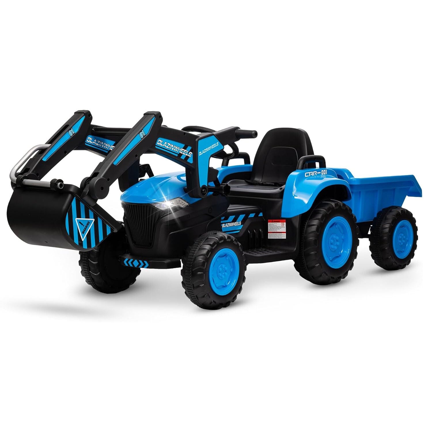 12V Electric Ride-On Excavator with Detachable Trailer and Remote Cont