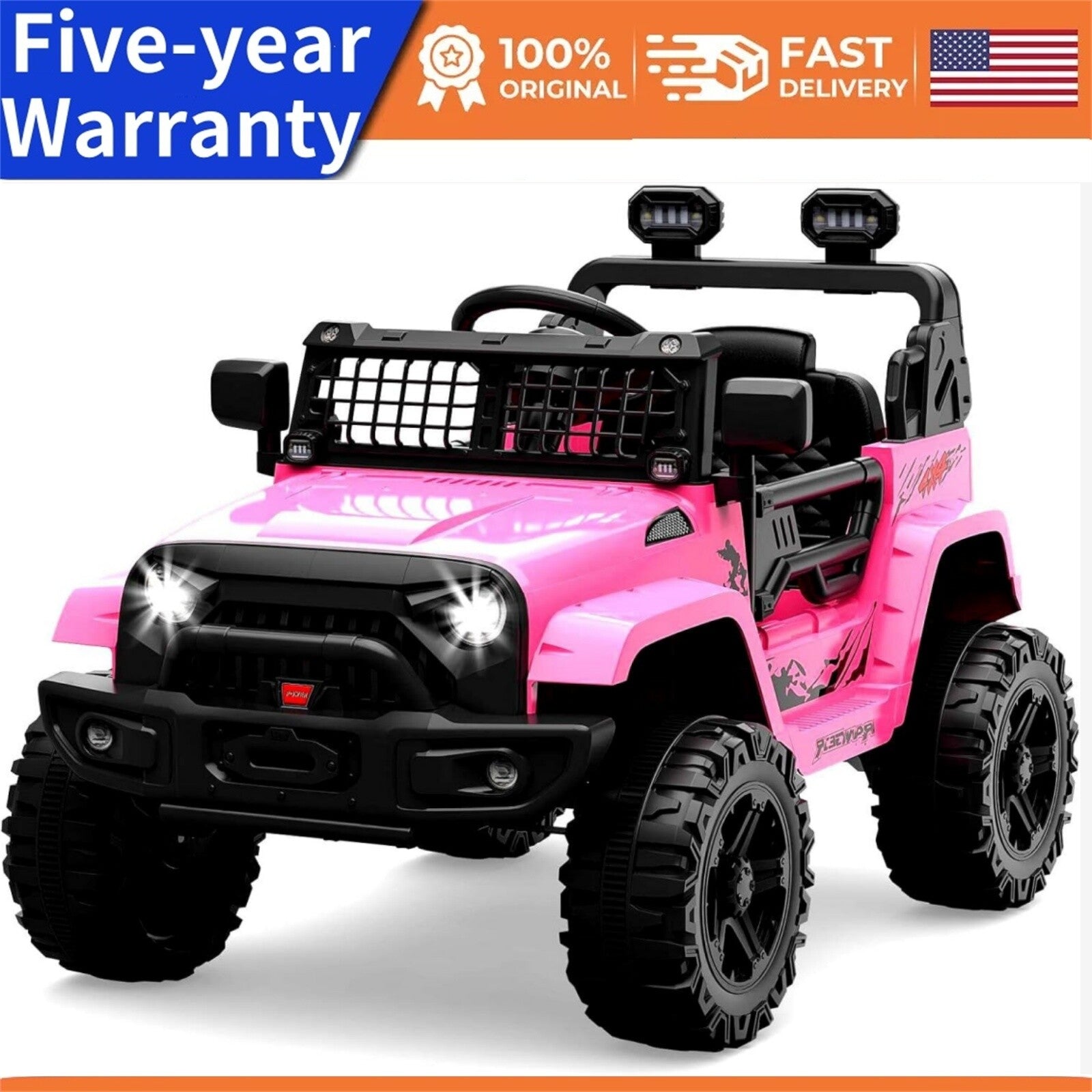 Electric Ride-On Truck with Remote Control, Spring Suspension, and LED
