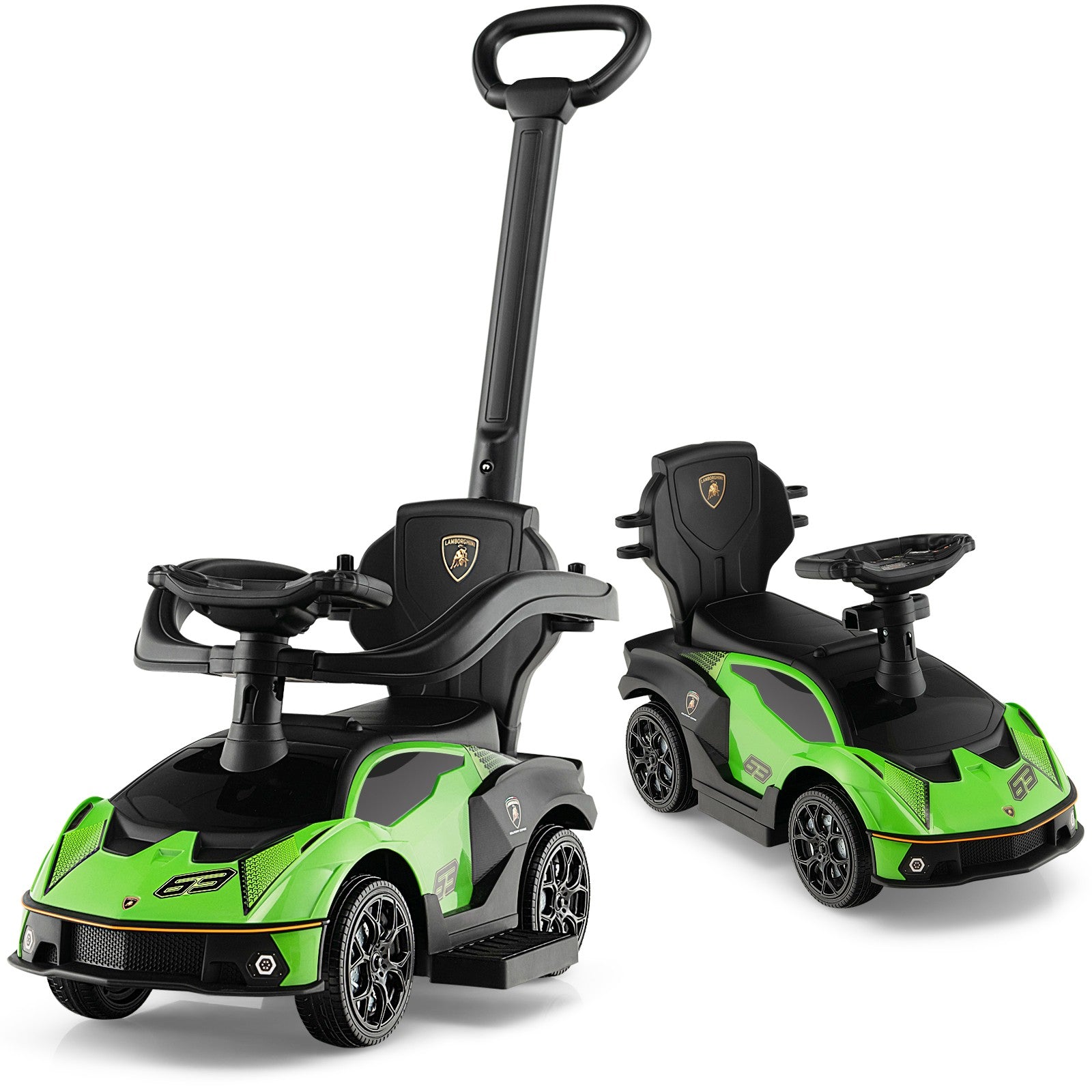 Stroller Sliding Car 3-in-1 Licensed Lamborghini Ride on Push Car w ...