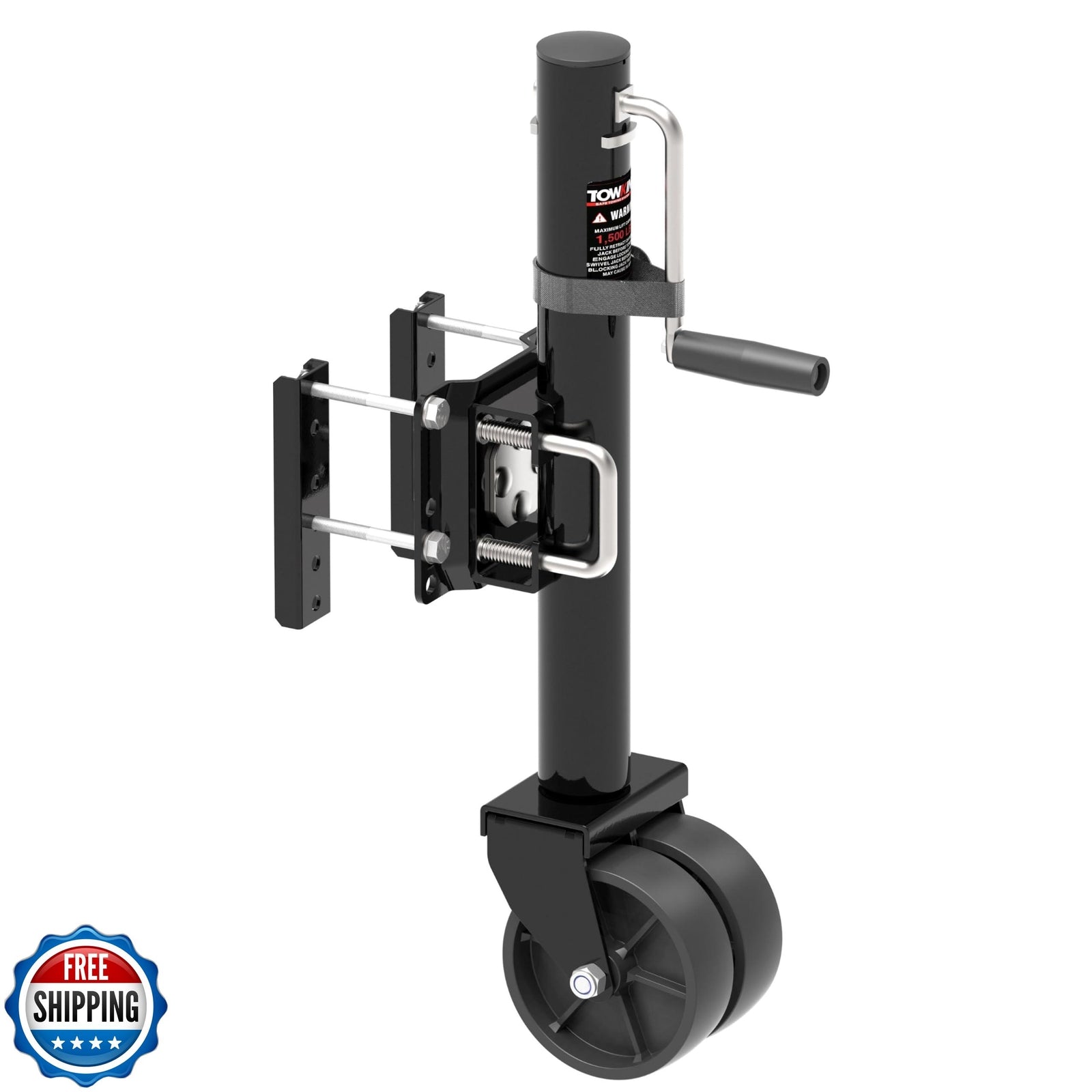 6-Inch Dual Wheel Trailer Jack with 13-Inch Vertical Lift, 1500 lbs Ca