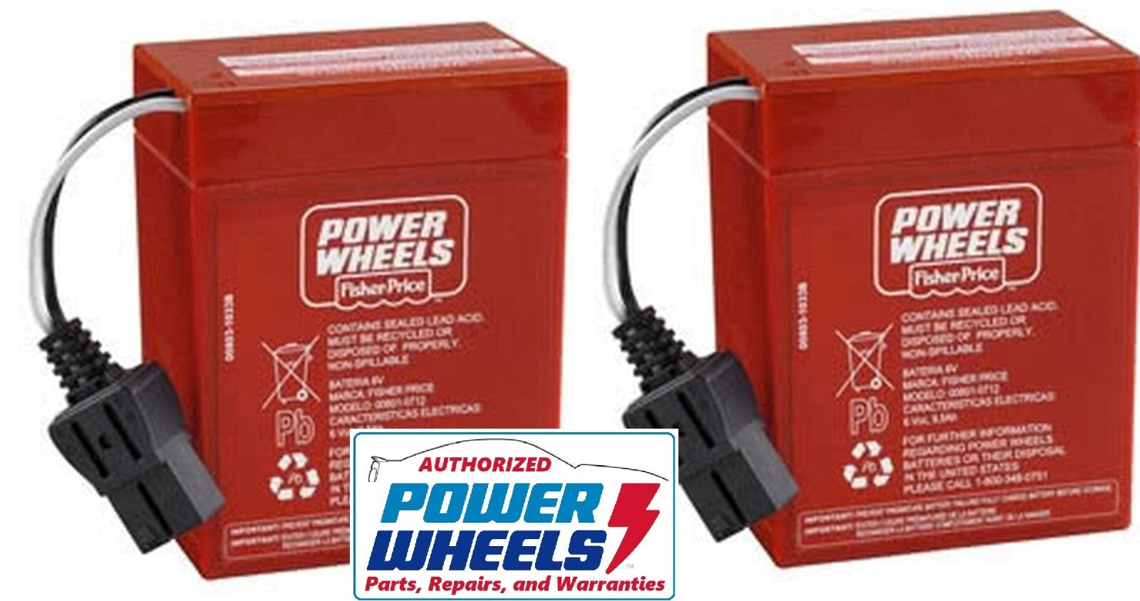 TWO Power Wheels 6 volt Red Batteries OEM & WARRANTY