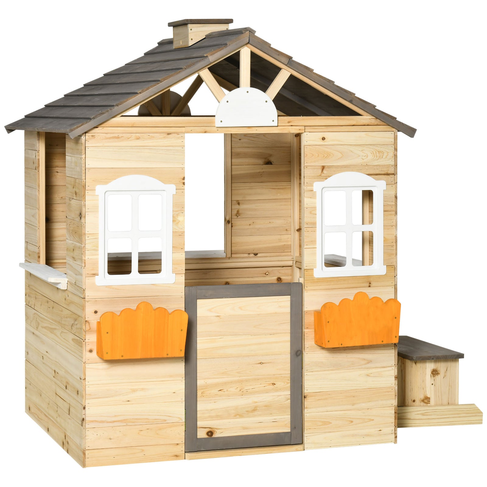 Wooden Outdoor Playhouse for Kids Garden Pretend Play and Adventure Ga