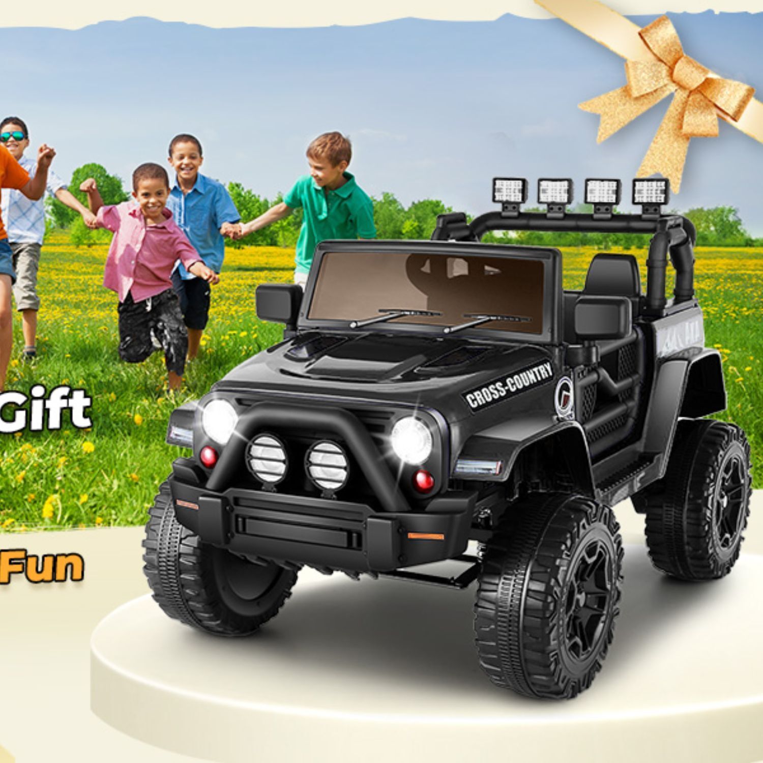 Electric Ride-On Car for Kids with LED Lights, Music, and Remote Contr