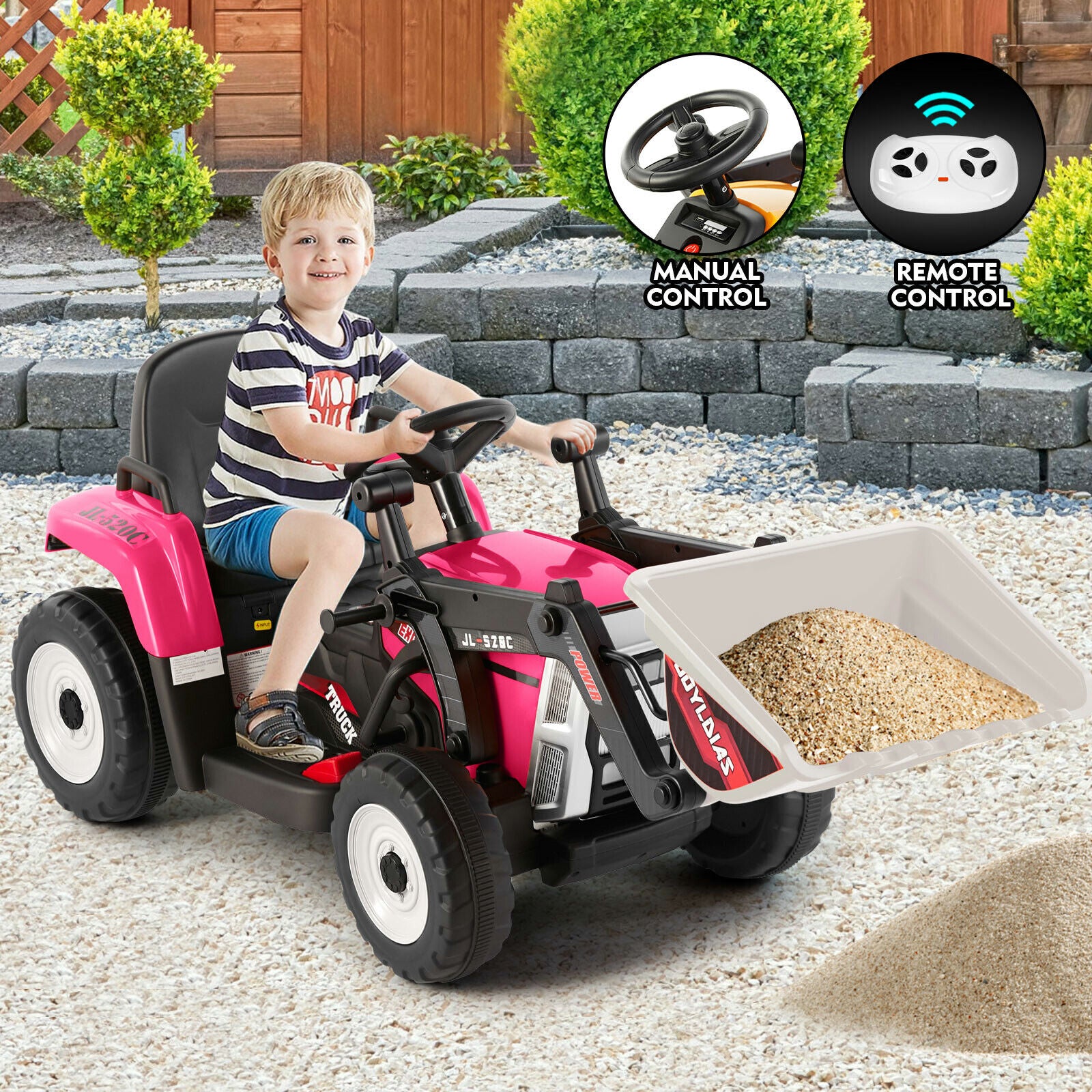 12V Electric Ride On Excavator Digger with Bluetooth Music and Remote