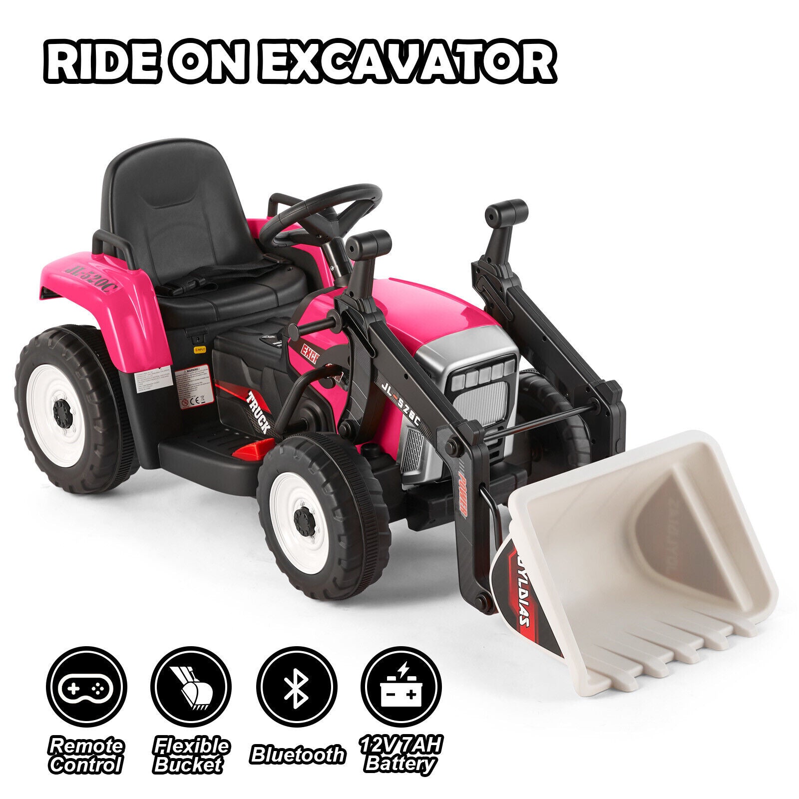 12V Electric Ride On Excavator Digger with Bluetooth Music and Remote