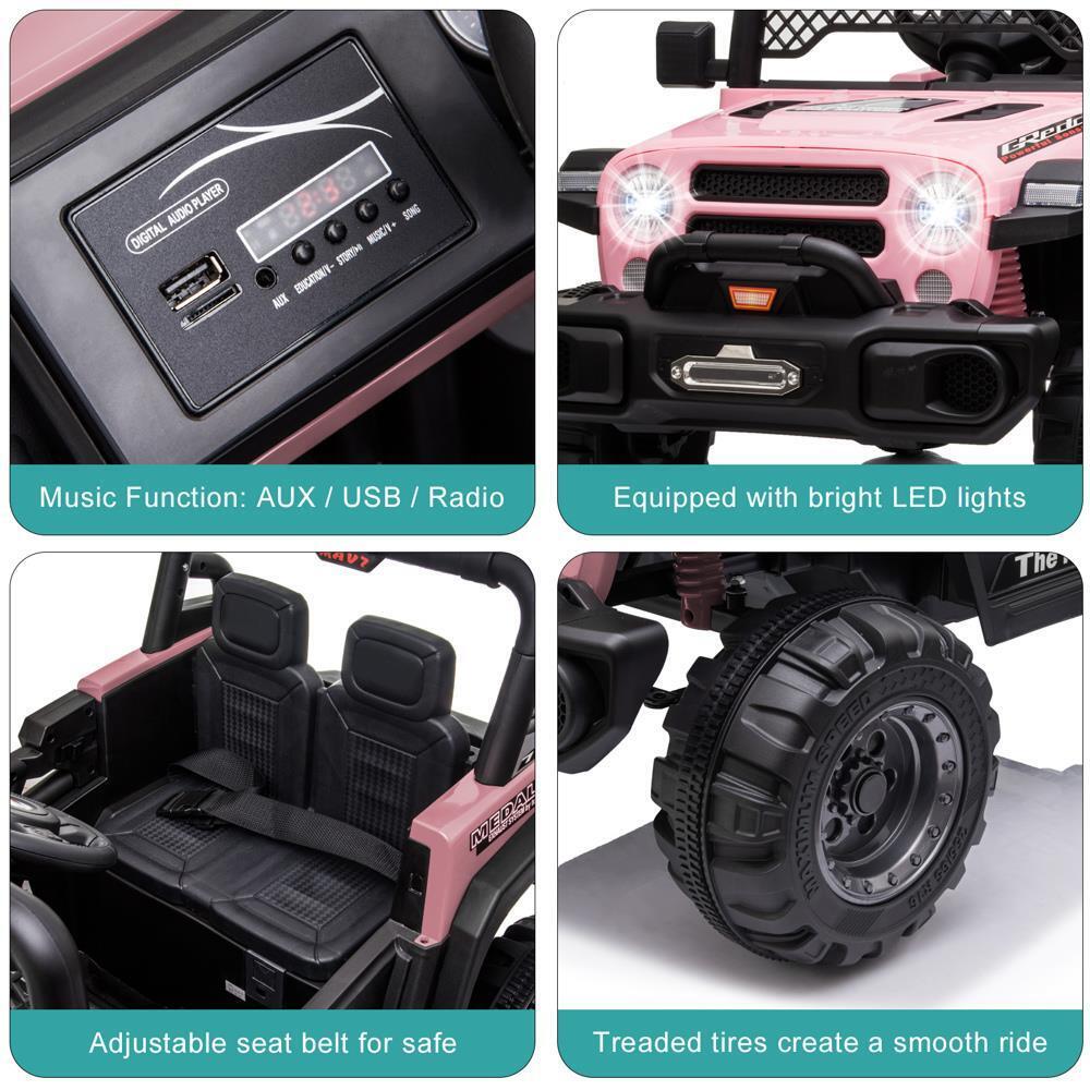 12V Electric Ride-On Truck Car for Kids with RC Remote Control - Pink
