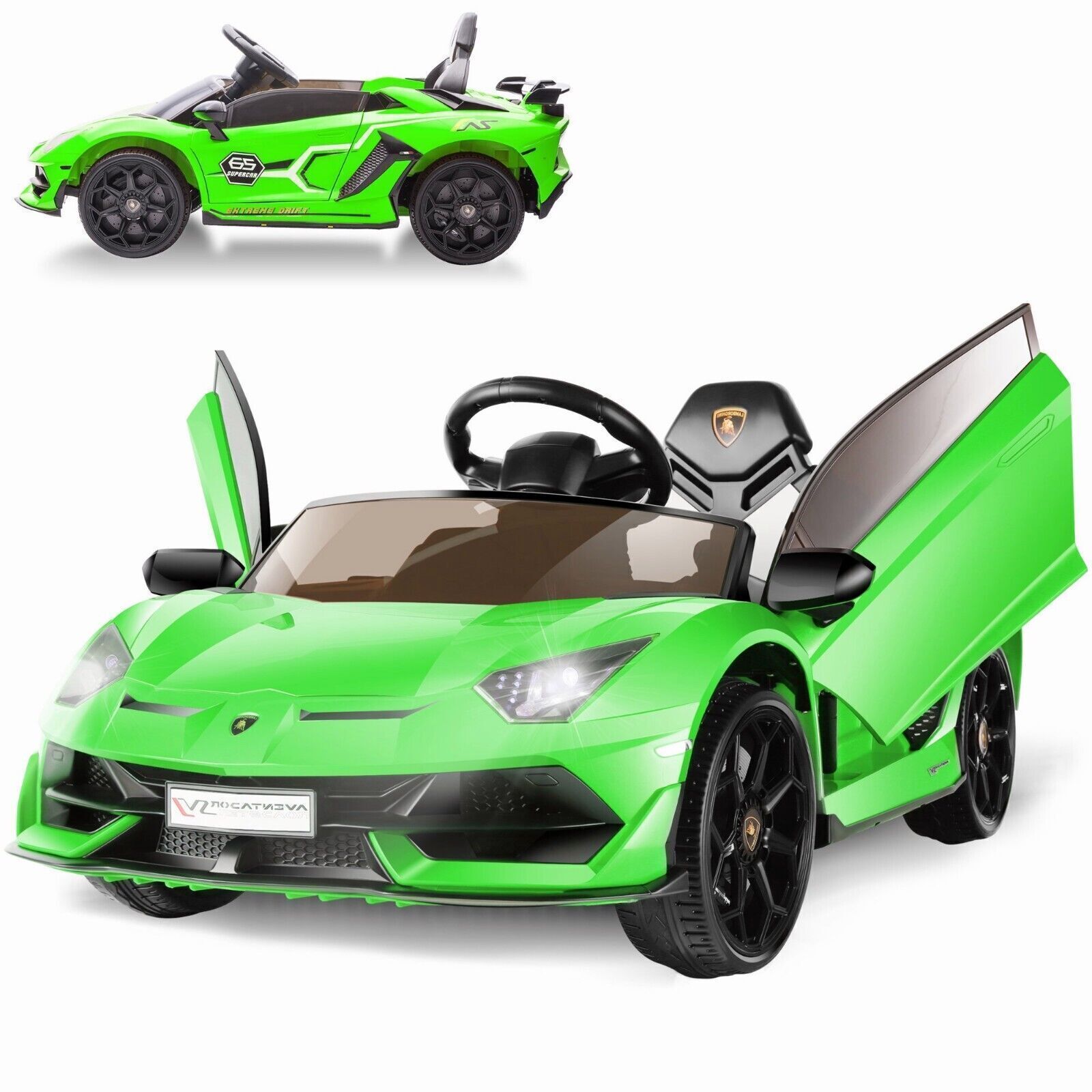12V Licensed Lamborghini Car Toy with LED Headlights and Hydraulic Doo