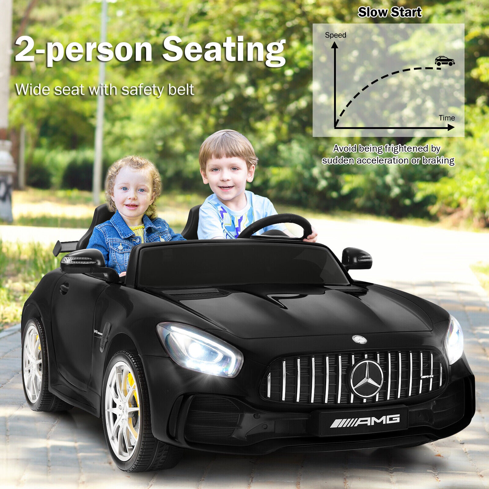 12V Mercedes Benz AMG GTR Kids Ride On Car with Remote Control and LED