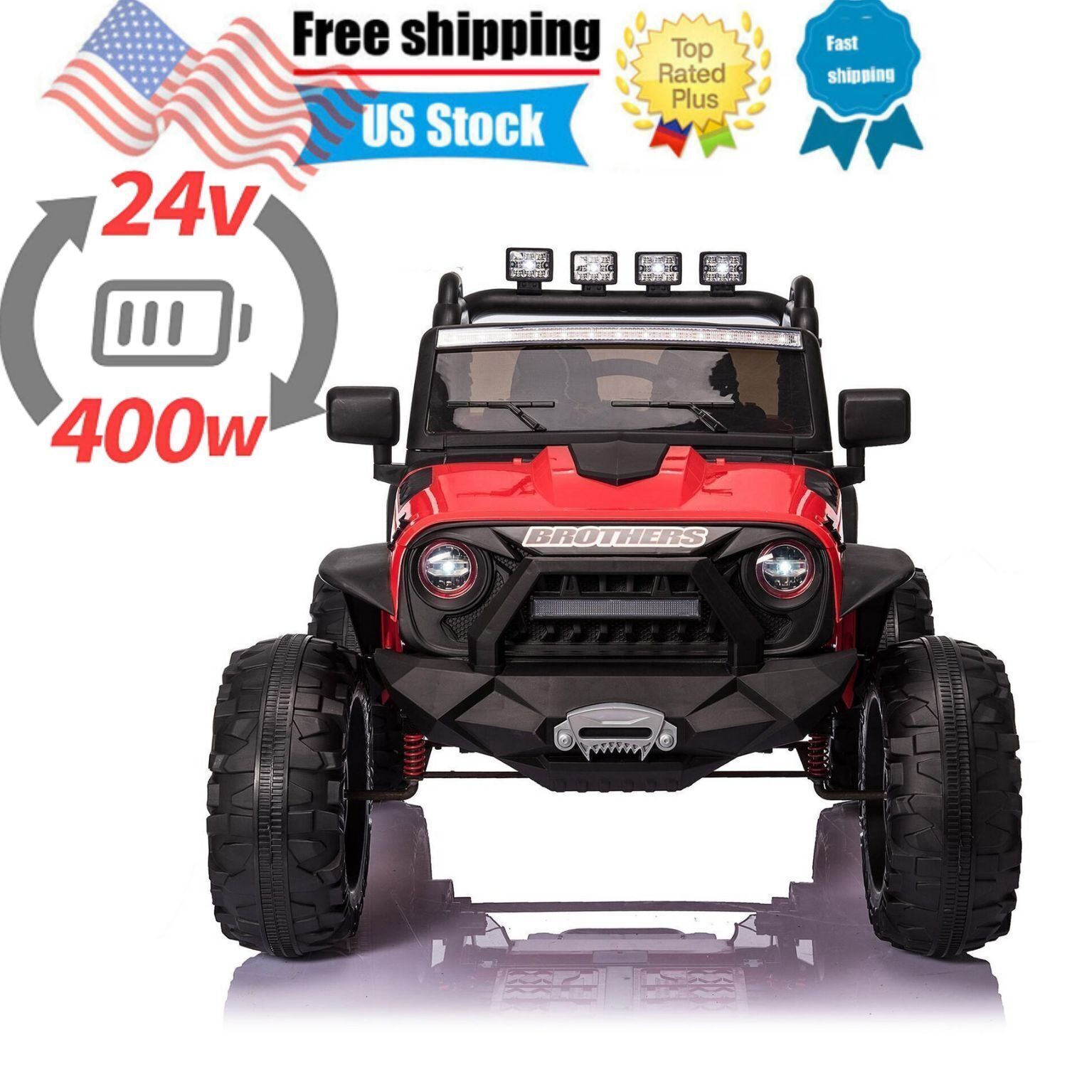2-Seater 24V Ride-On Car with Remote Control and Powerful 200W LED Lig