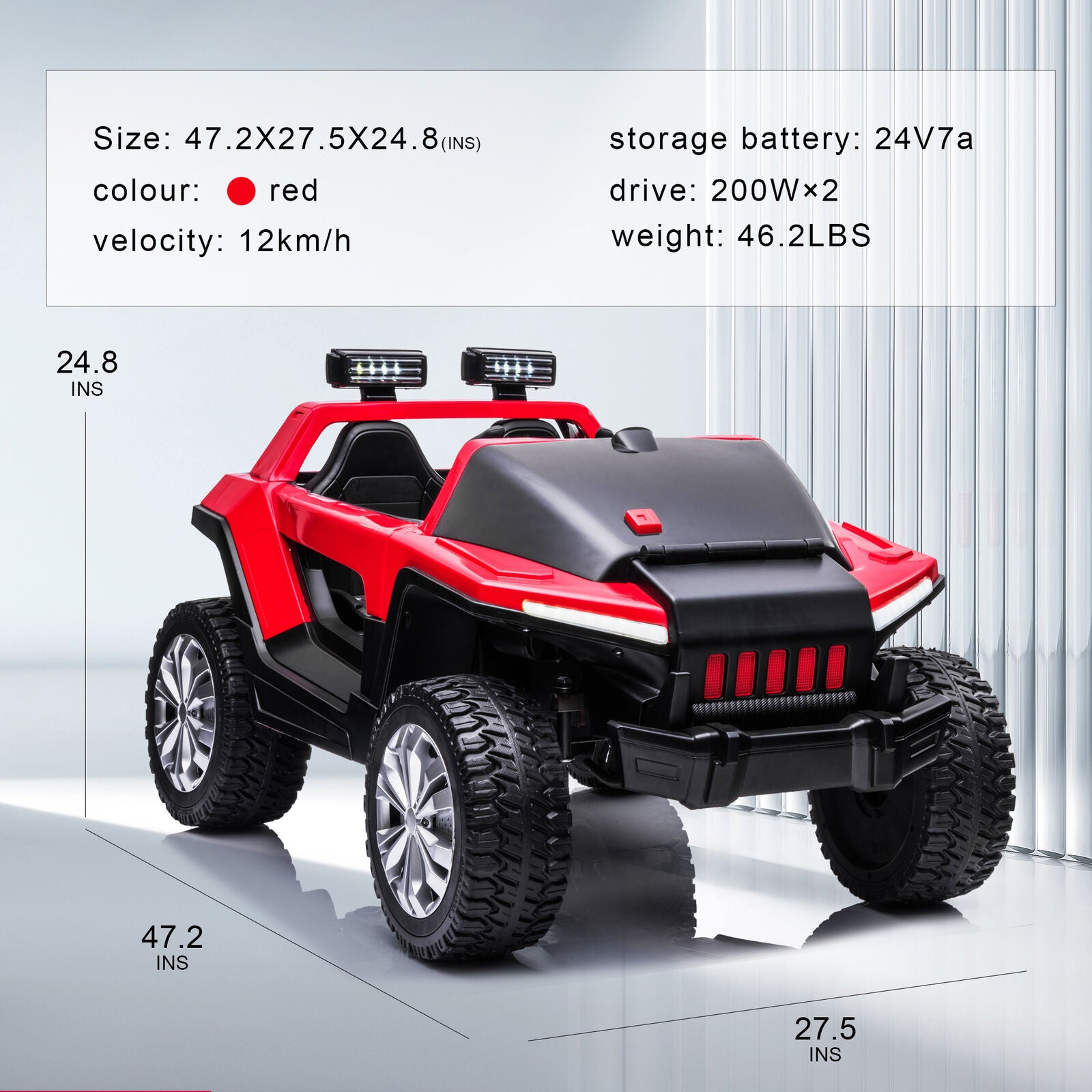 2-Seater Electric Truck for Kids with Music and LED Lights - 24V Ride-