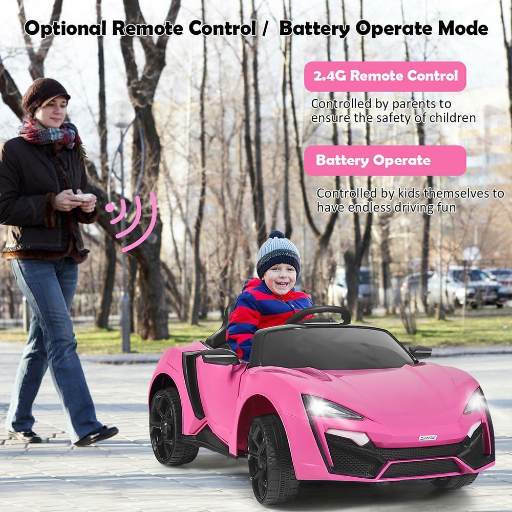 2.4G Remote Control Pink Ride On Car with Openable Lights for Kids - E