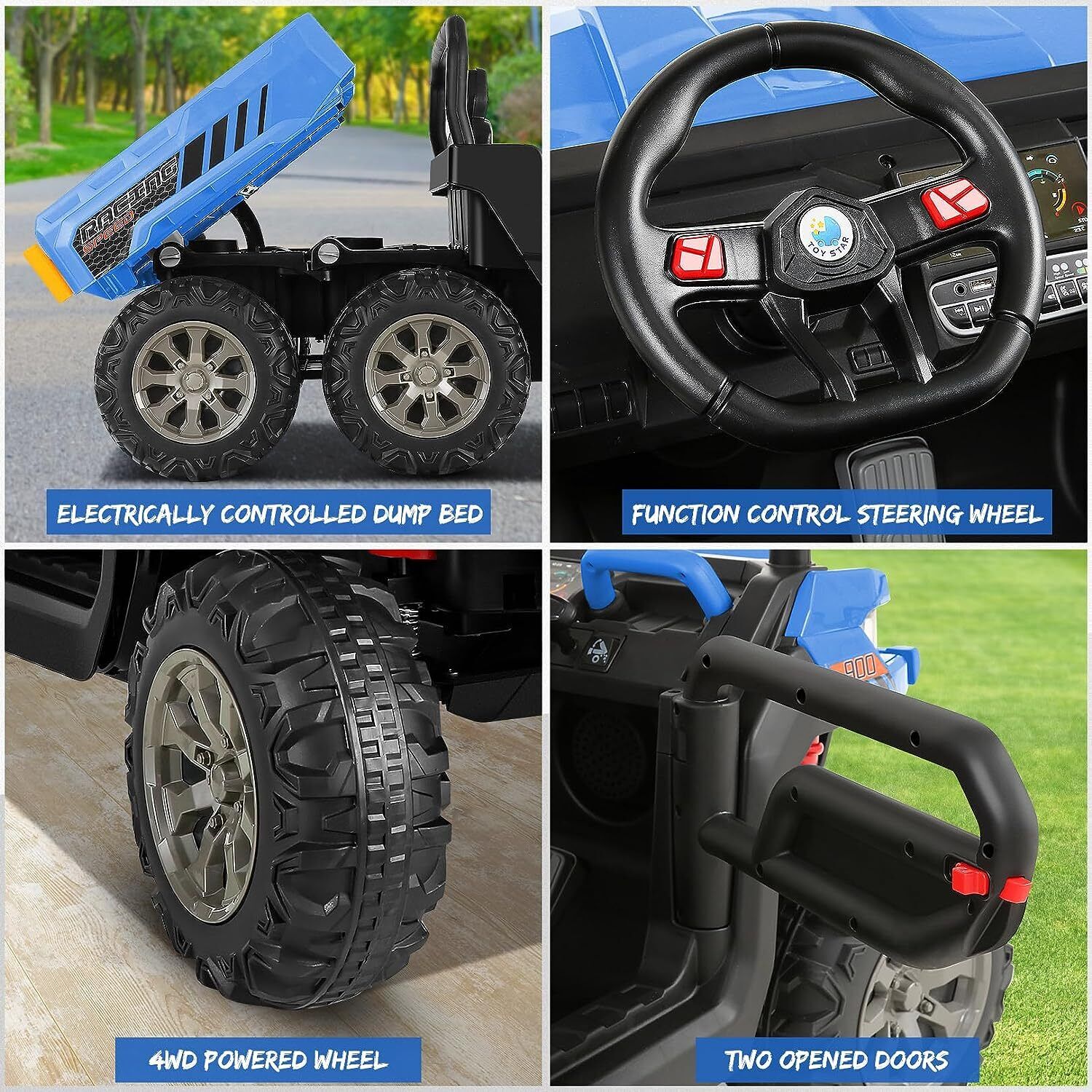 24V 4WD Electric UTV Dump Truck Car for Kids with Dump Bed - 2 Seater