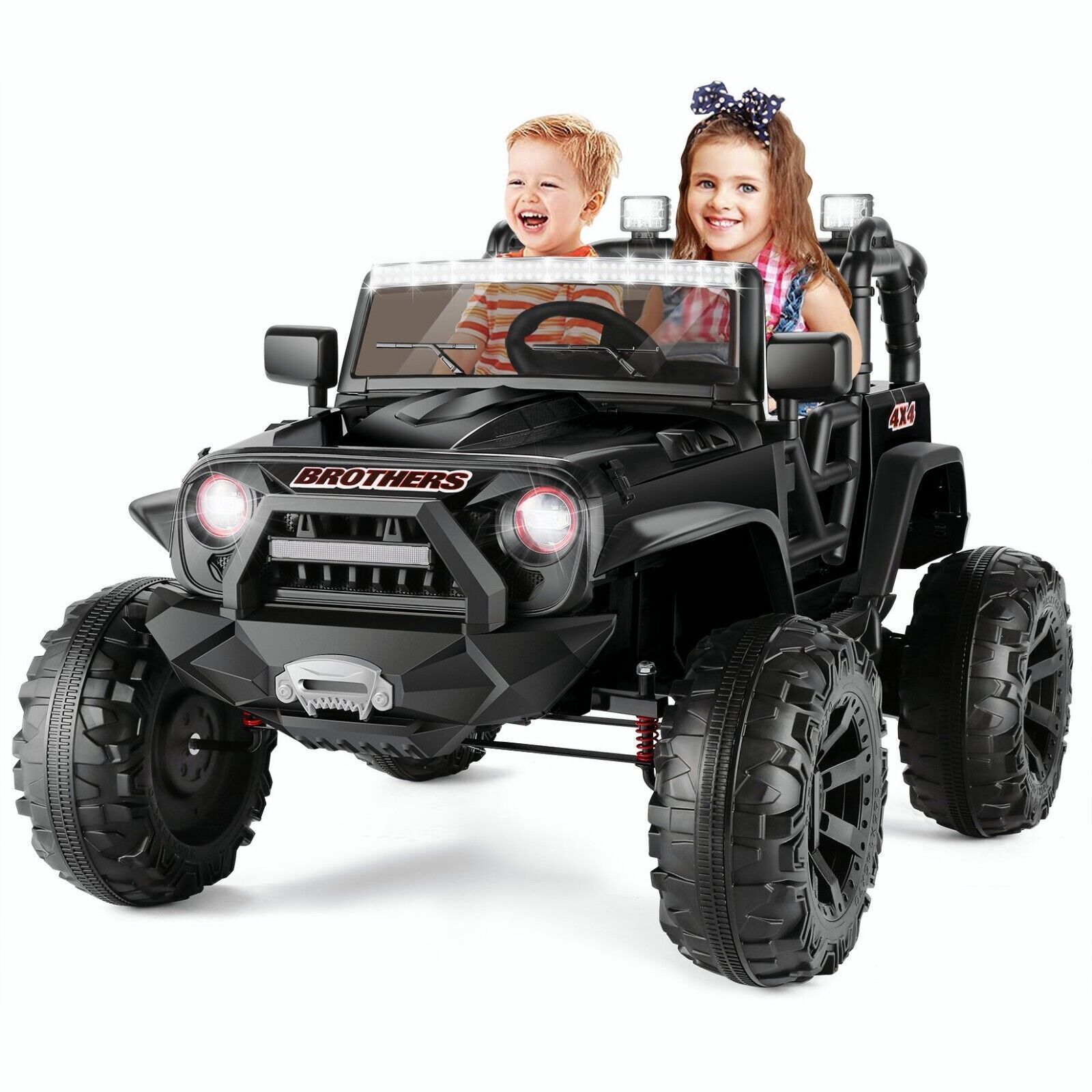 400W 2-Seater Electric Ride-On Jeep for Kids with LED Lights and 24V B
