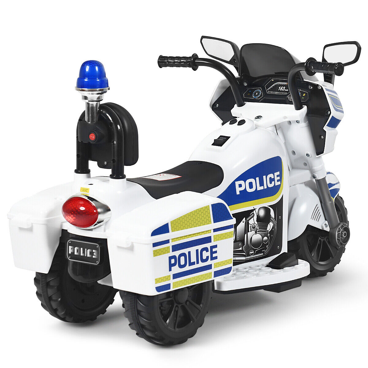 6V Kids Police Motorcycle Trike with Flashing Siren & Headlight - 3-Wh