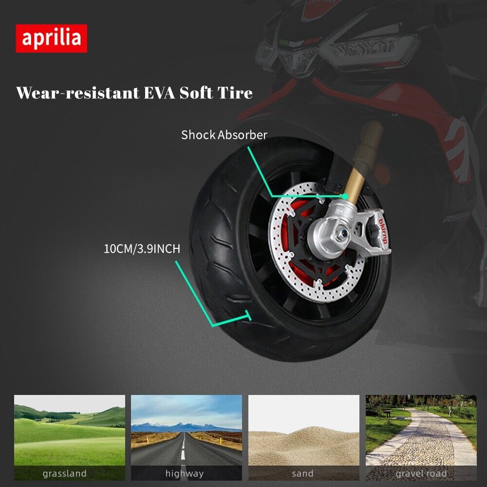 Aprilia 24V Kids Electric Motorbike with Dual 150W BLDC Motors - Speed
