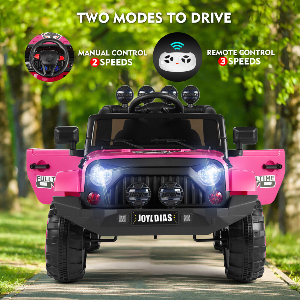 Electric 12V Pink Kids Ride On Jeep with USB LED Bluetooth and RC C