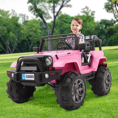 Electric 12V Rechargeable Truck Car with 4 Pink Wheels and 3.7mph Max
