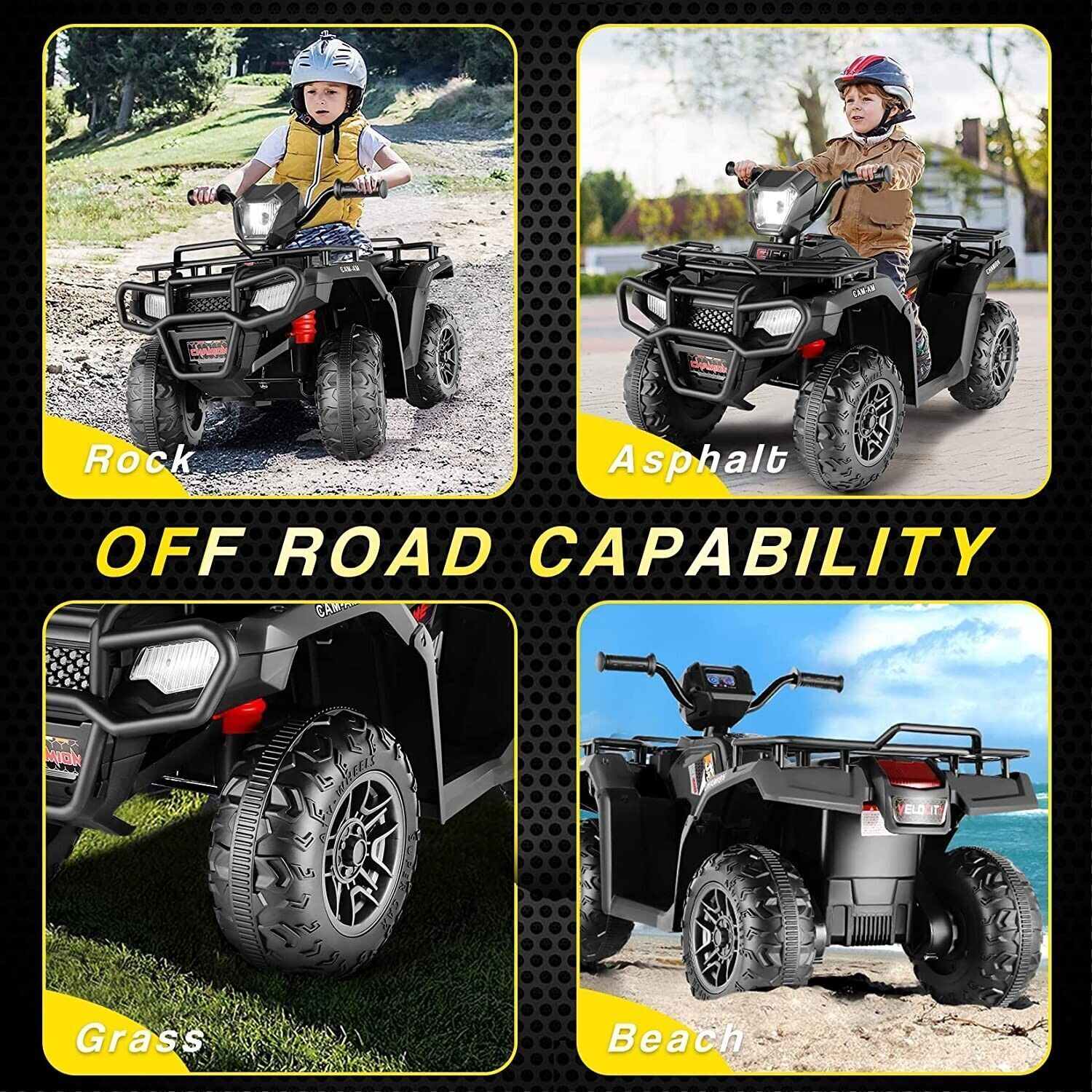 Electric 4-Wheeler ATV Quad for Kids with LED Lights, USB and MP3 Play