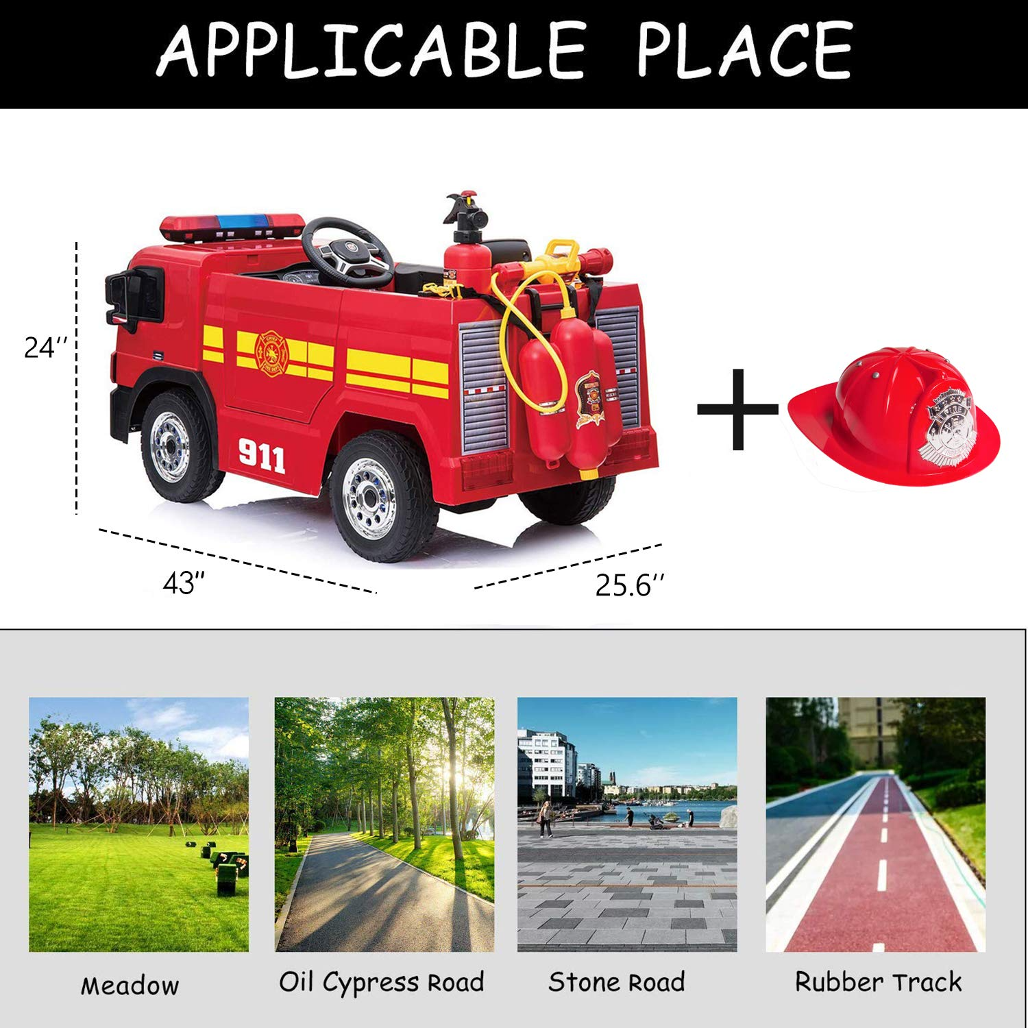 Electric Fire Truck Ride-On for Kids with Remote Control Motorized Pow