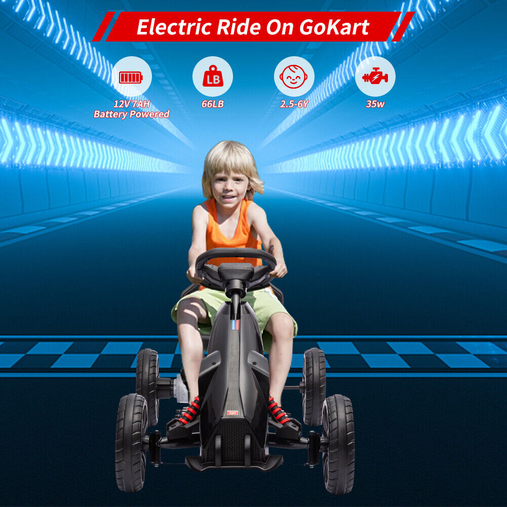 Electric Go Kart for Kids with 2 Speeds and EVA Wheels - 12V Battery P