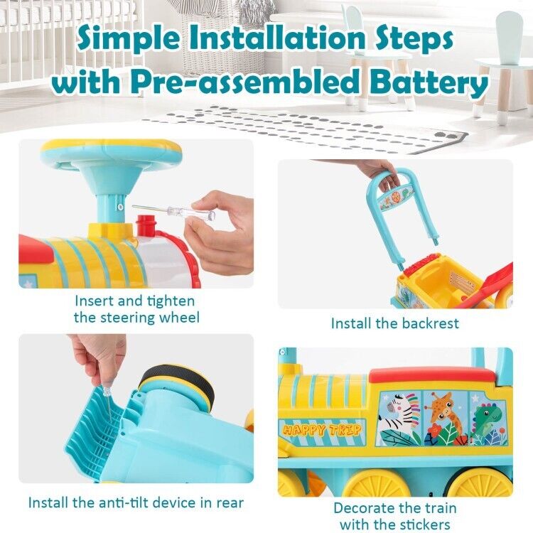 Electric Kids Ride On Train Set with Hidden Storage and 16-Piece Track