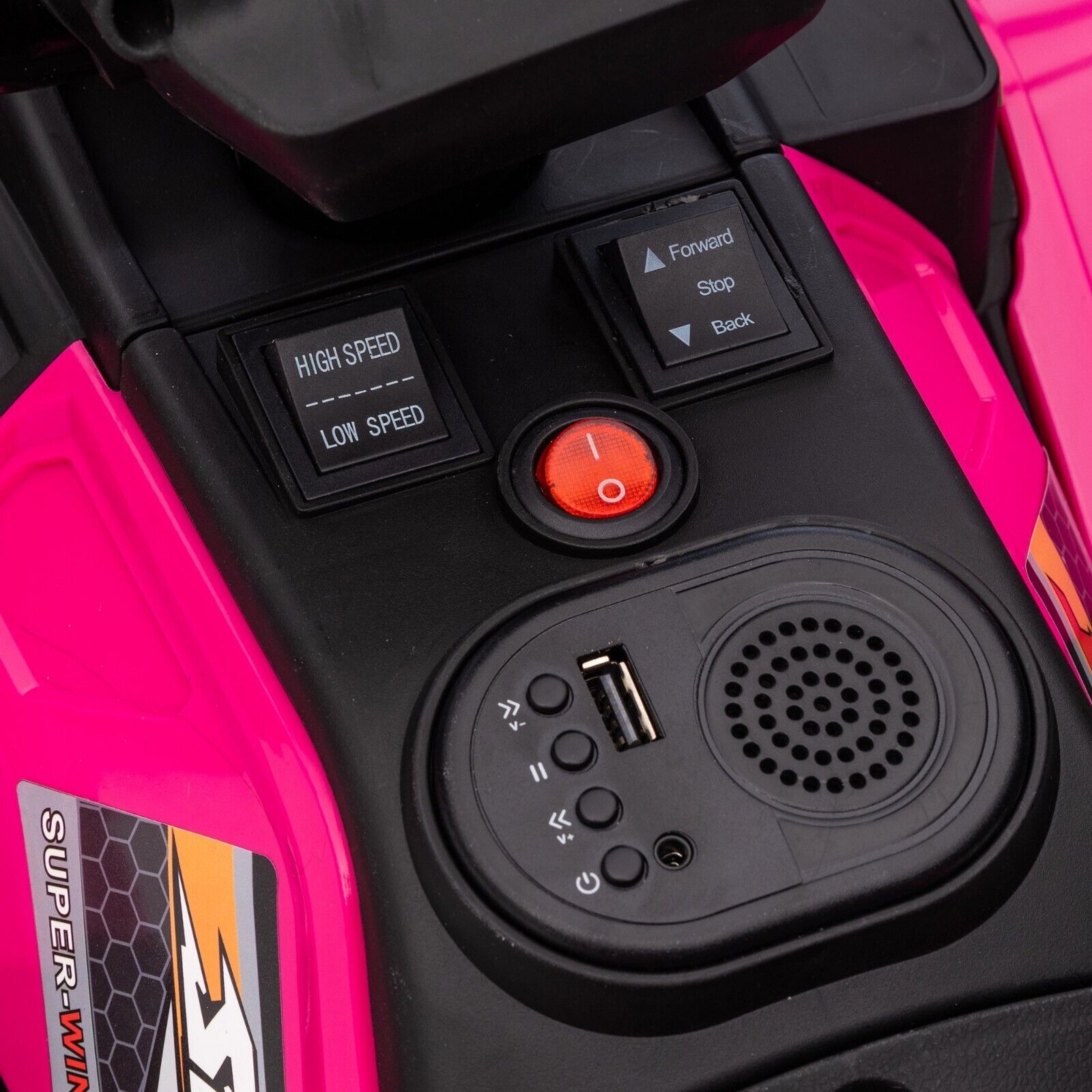 Electric Pink 4-Wheeler Quad for Kids with MP3 and Headlights - 2 Spee