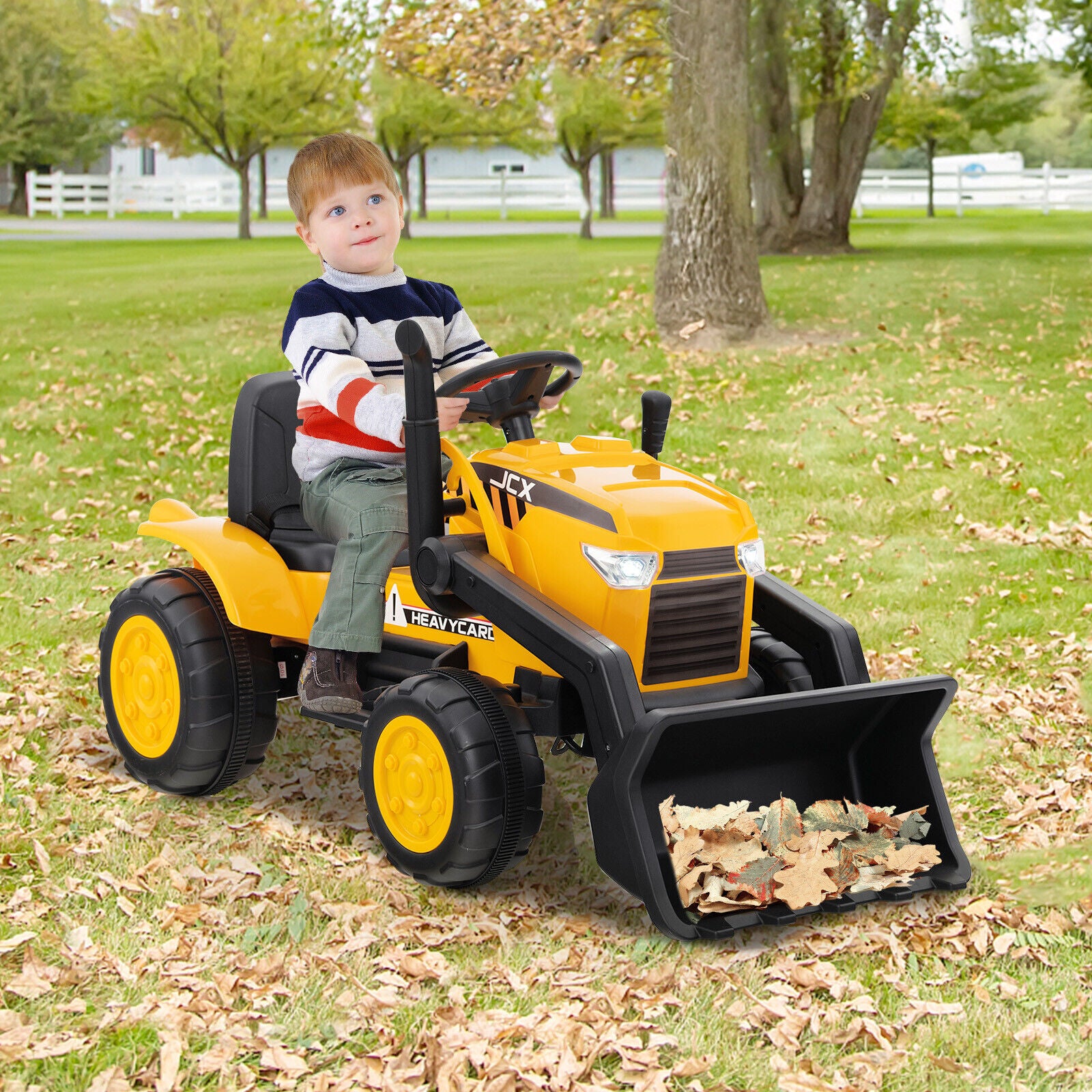 Electric Ride-On Excavator Digger with RC Control, Lights, and Music f