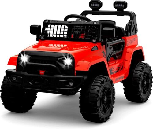 Electric Ride-On Toy Car for Kids with LED Lights, Bluetooth, and 2 Sp