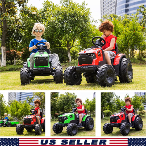 Electric Tractor Ride-On Toy with Remote Control for Kids Ages 3-8
