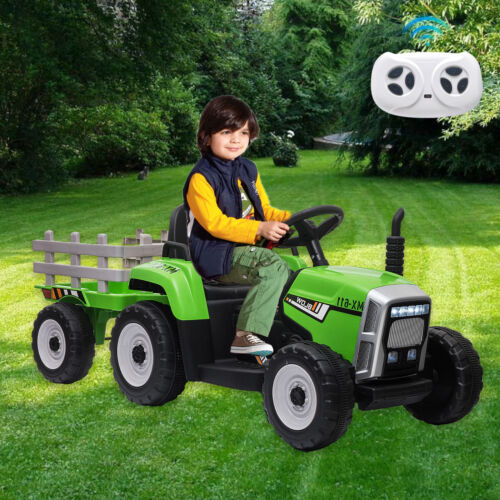 Electric Tractor Ride-On Toy with Trailer for Kids - Remote Control In