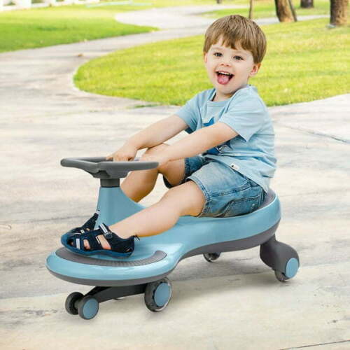 Gymax Kids' Blue Wiggle Car with Flashing Wheels - Fun Ride-on Toy for
