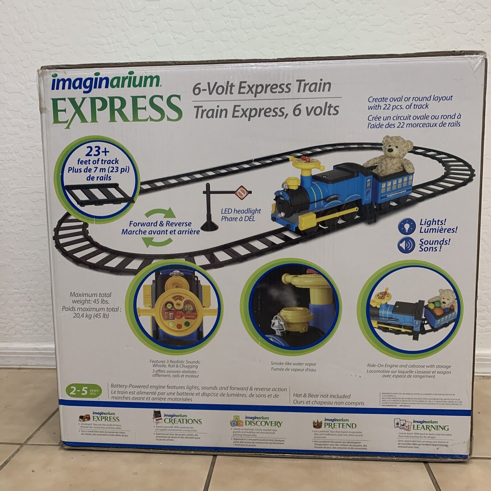 Imaginarium Express 6V Ride-On Train Set with Battery-Powered Lights a