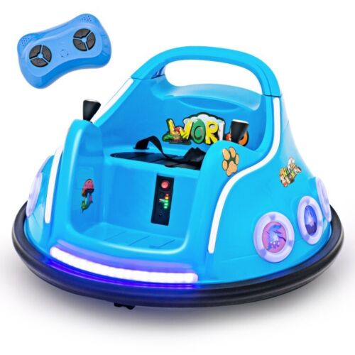 Interactive 12V Bumper Car for Kids with Remote Control, LED Lights, a