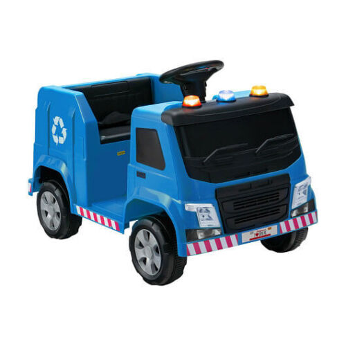 Interactive 12V Garbage Truck for Kids with Warning Lights and Recycli