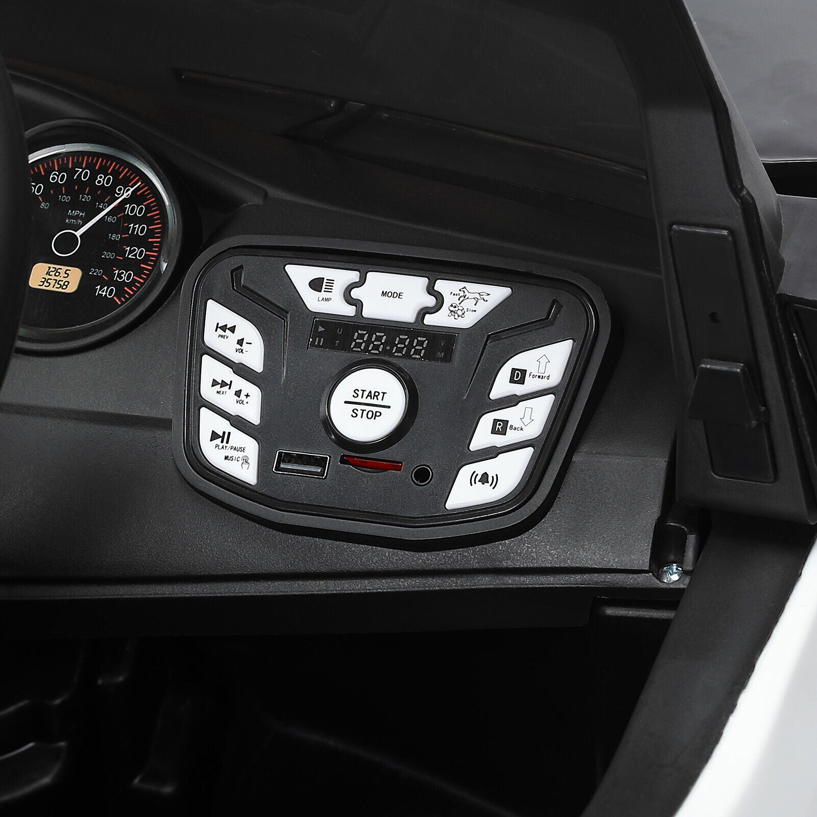 Interactive 12V Police Car Ride-On with RC, LED Lights, and Intercom