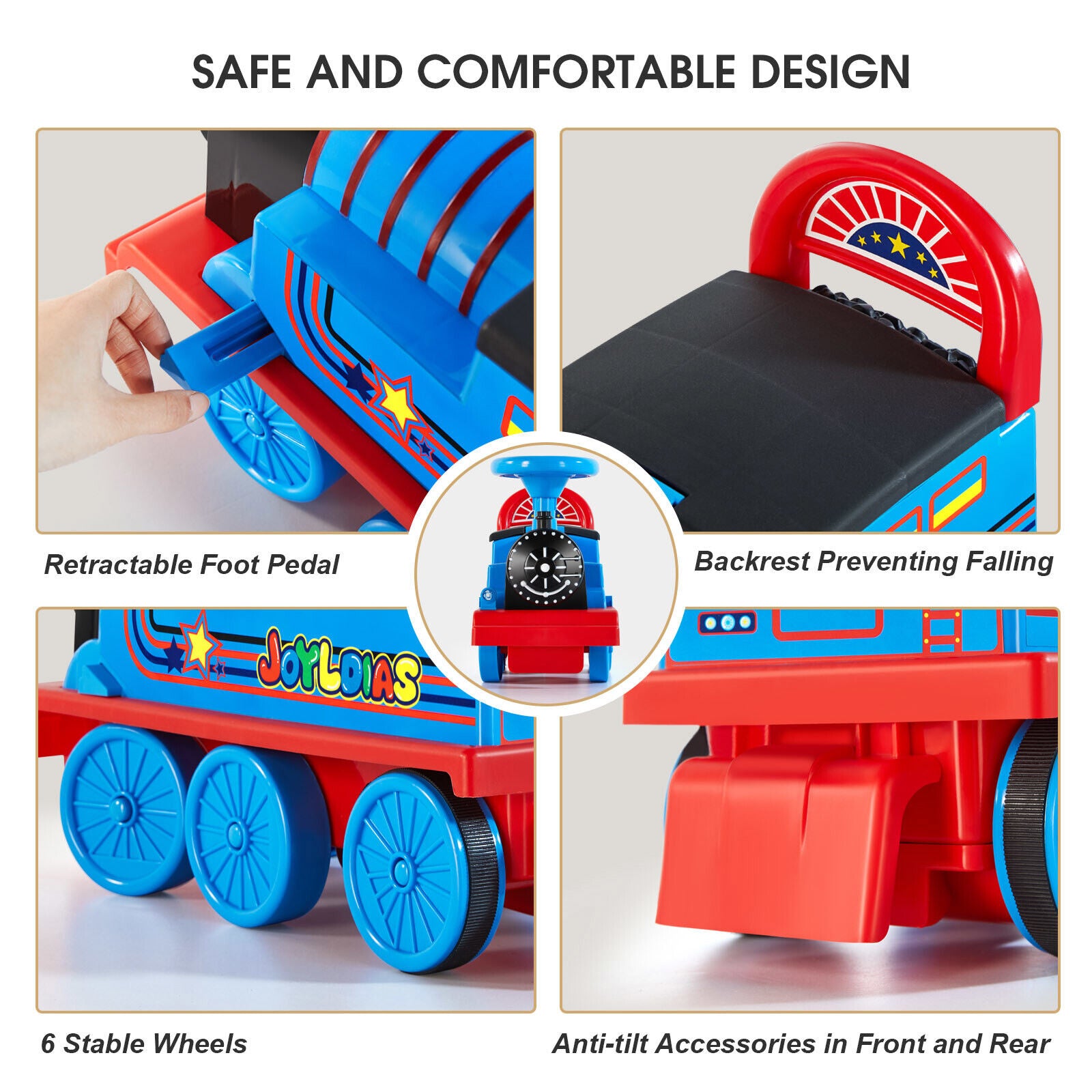 Interactive 6V Electric Kids Train Set with Track, Carriage, Lights, W