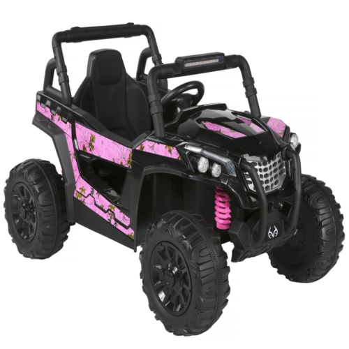 Kids' Pink Camouflage UTV Ride-On Truck with 12V Power and Single Seat