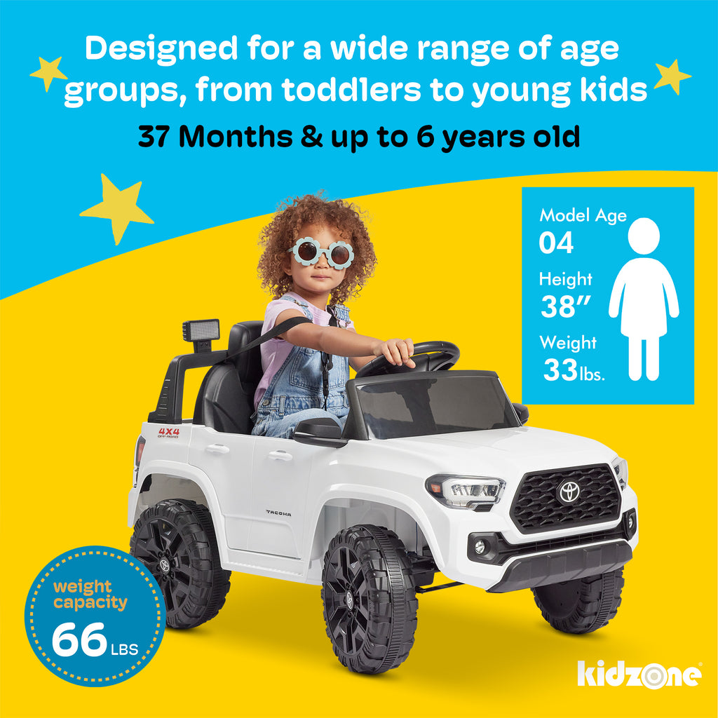 Kidzone 12V Ride-On Truck - Battery Powered Car for Kids in 7 Vibrant