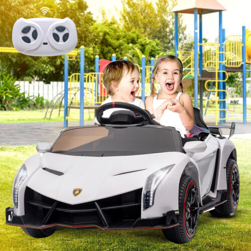 Licensed 12V Lamborghini 2-Seater Electric Ride-On Car for Kids - Whit