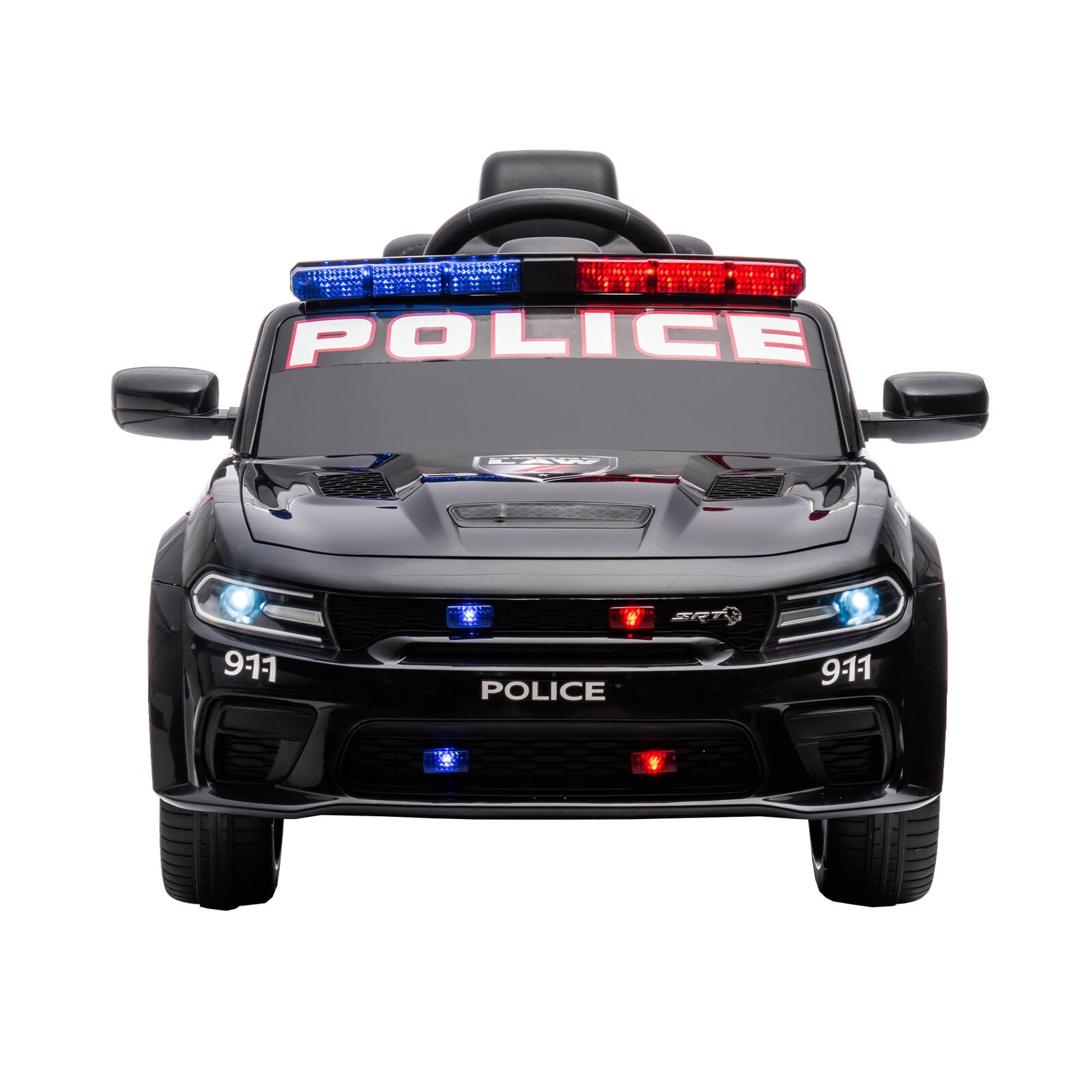 Licensed Dodge Charger 12V Ride-On Police Car with 3 Speeds and Blueto