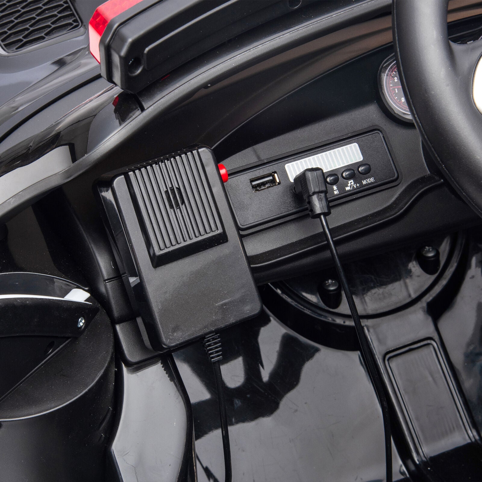 Licensed Dodge Charger 12V Ride-On Police Car with 3 Speeds and Blueto