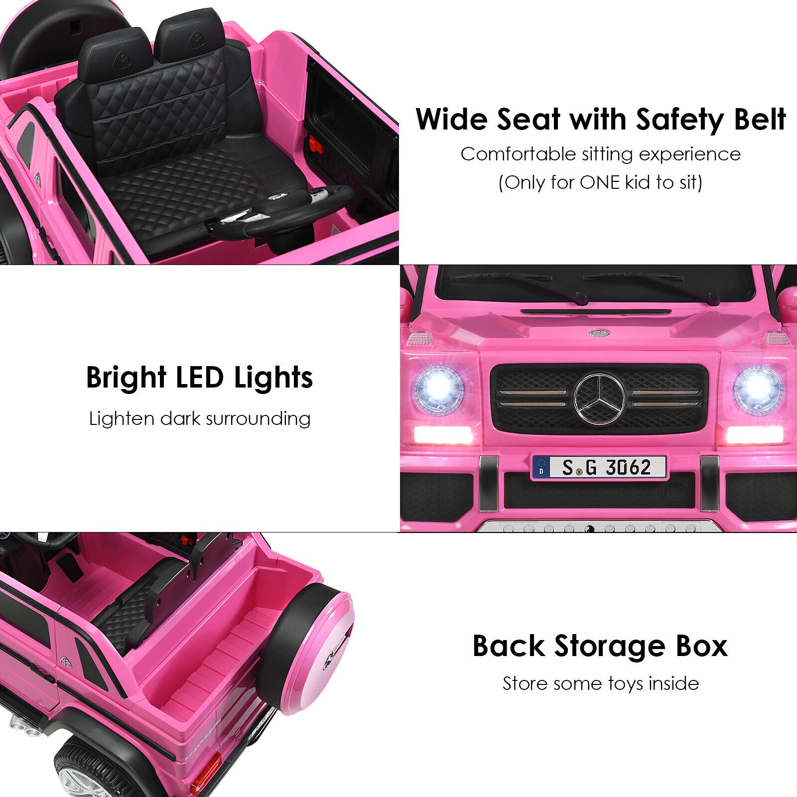 Mercedes-Benz Licensed 12V Pink Ride On Car for Kids with RC Control a