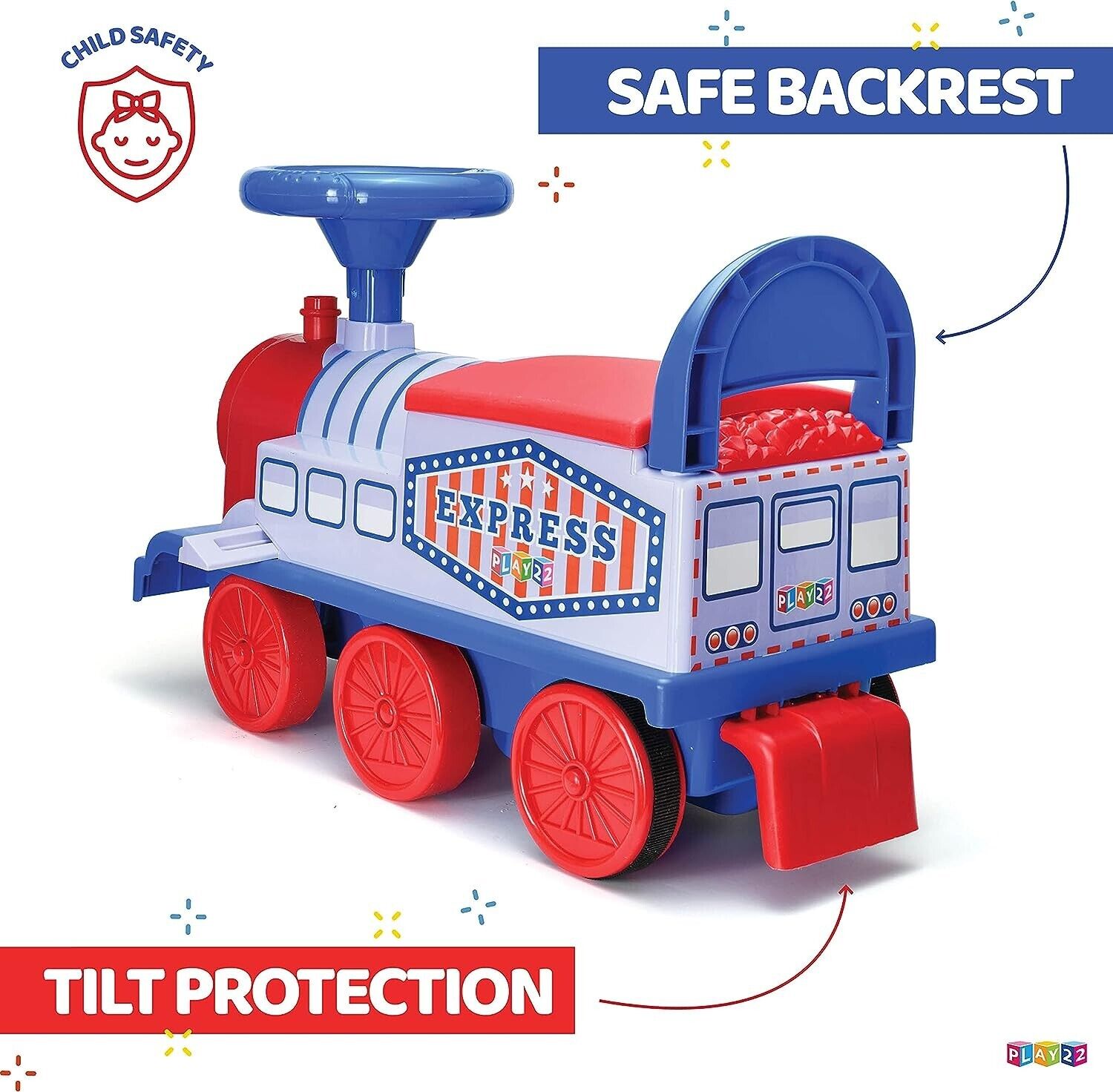 Play22 Electric Ride On Train Set with Tracks - Interactive Toy Train