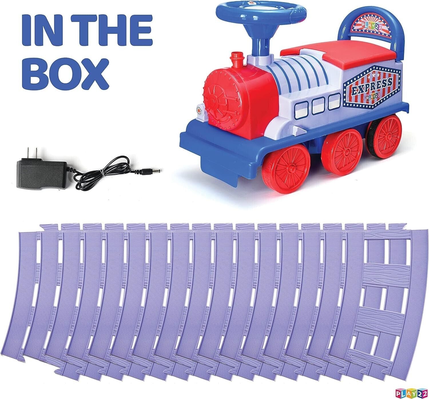 Play22 Electric Ride On Train Set with Tracks - Interactive Toy Train