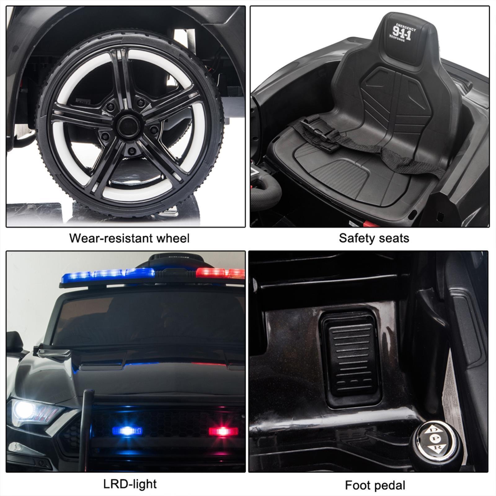 Police Sports Car 12V Ride On Toy with Remote Control and LED Lights
