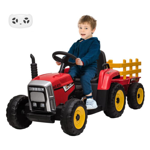 Ride-On Tractor Trailer for Kids with Remote Control and MP3 Player