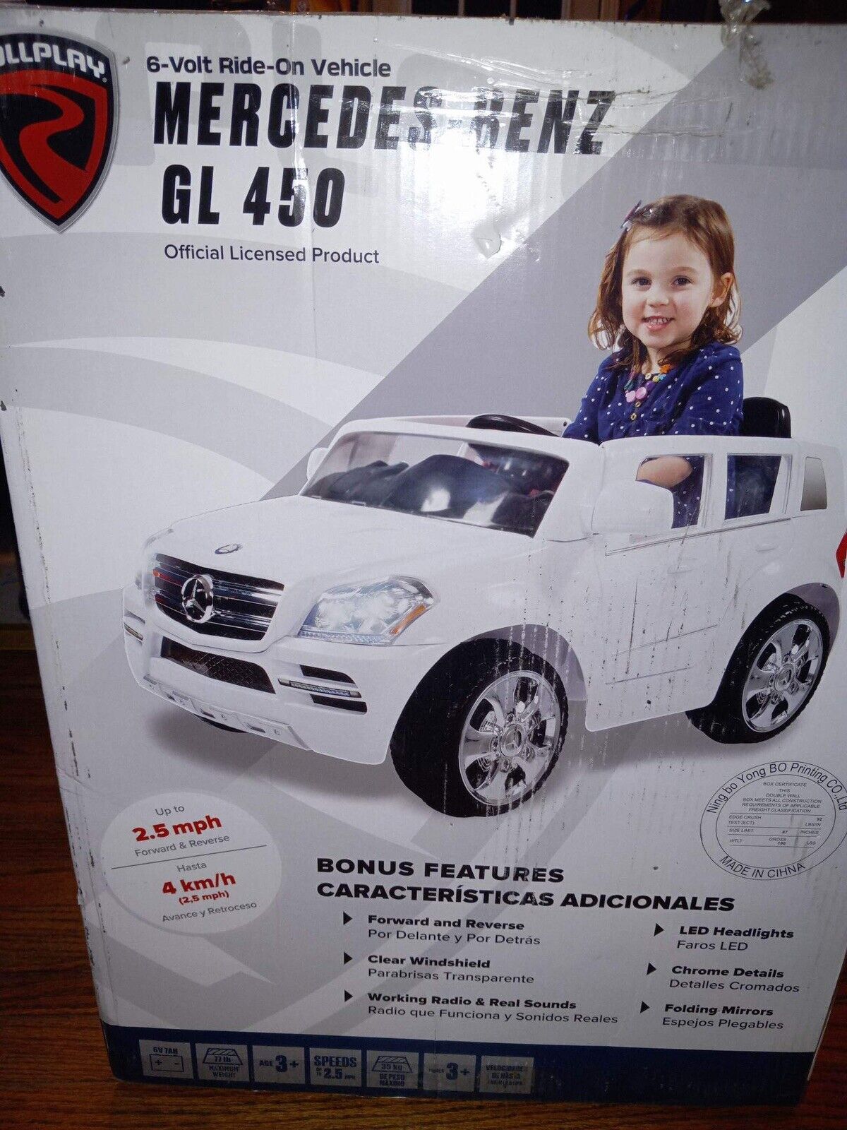 Rollplay Kids 6V Electric White Mercedes-Benz GL450 SUV Power Wheels R
