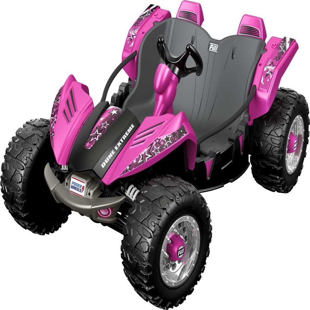 Pink 2-Seater Ride-On Sports Car with Extra Wide Wheels and 12V Batter